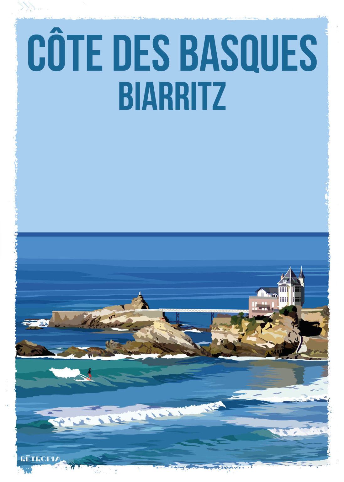 Biarritz - La Côte des Basques - Illustration Retropia