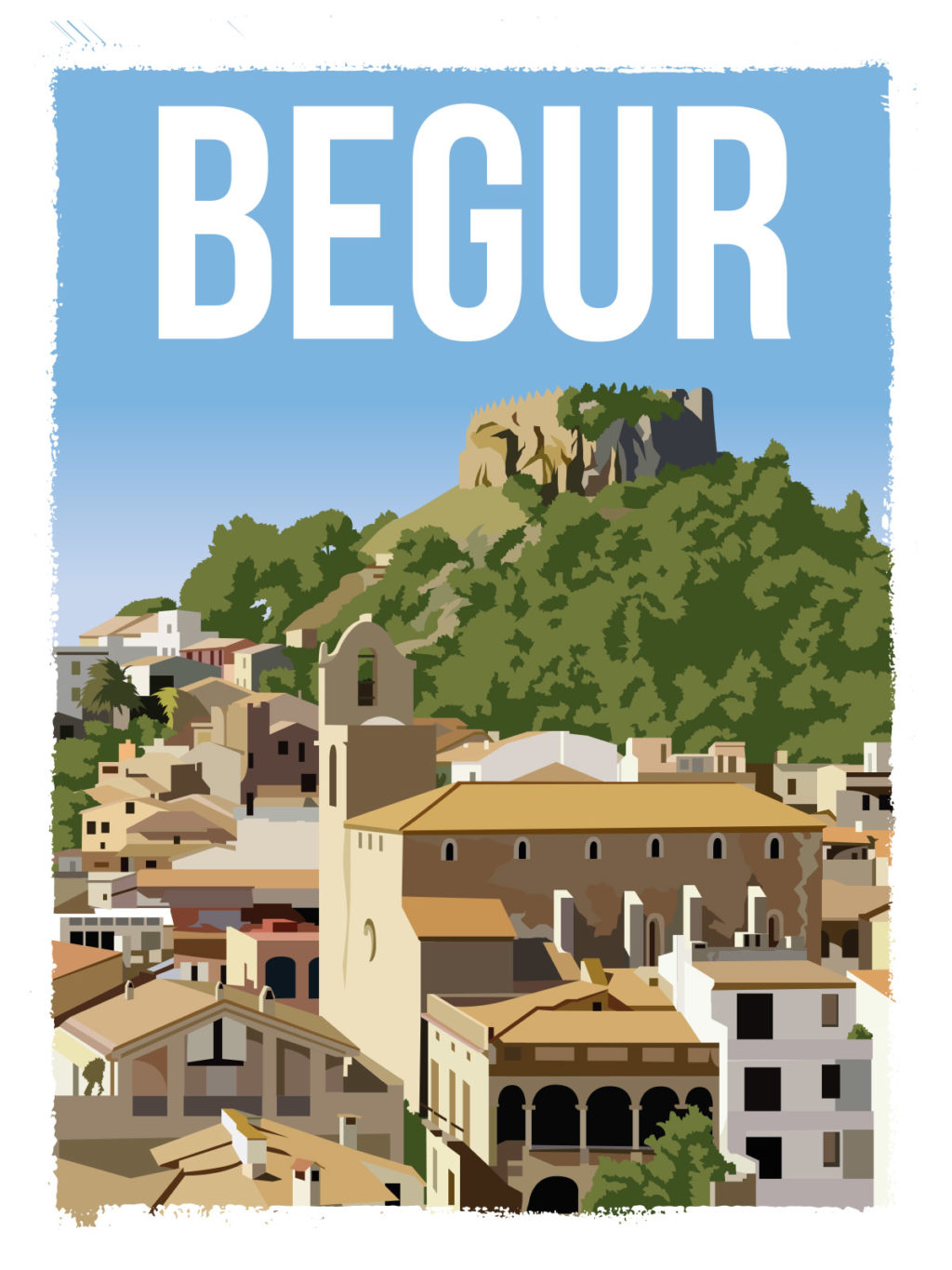 Bégur Espagne Catalogne - Illustration Retropia