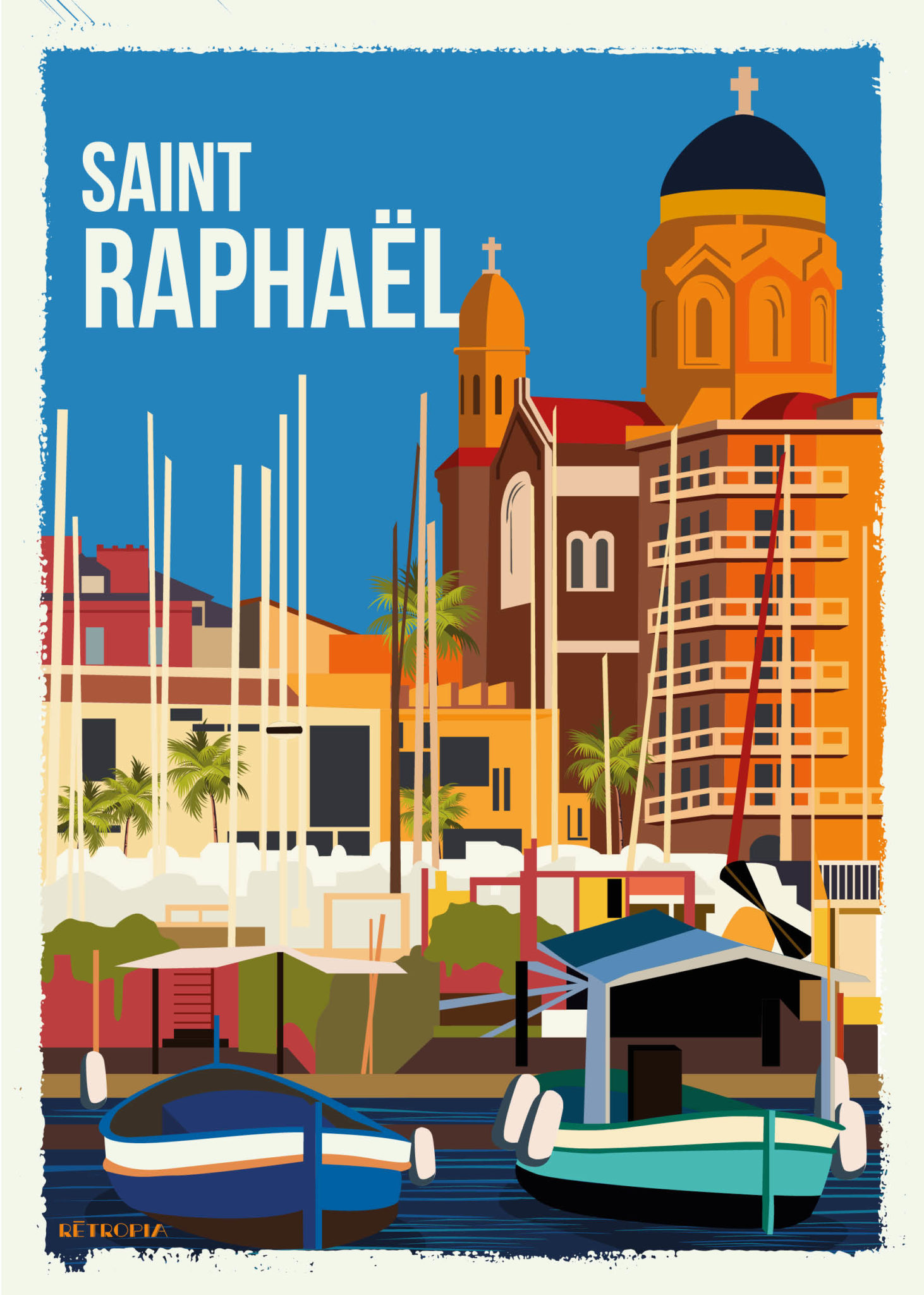 Saint Raphaël centre ville - Affiche décorative Retropia