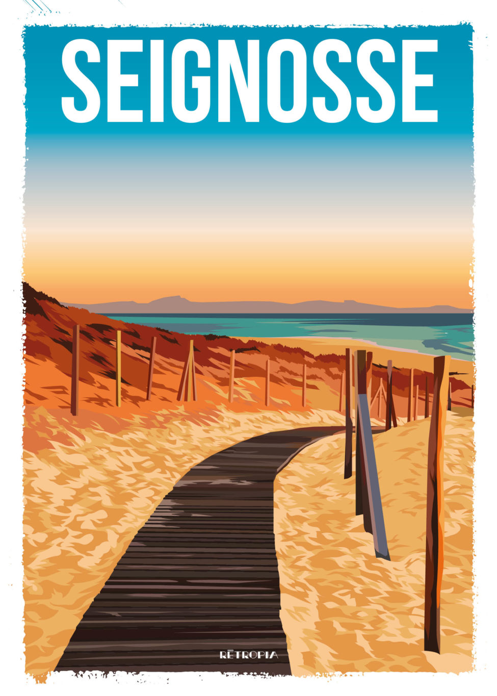 Seignosse Direction la plage - Affiche décorative Retropia