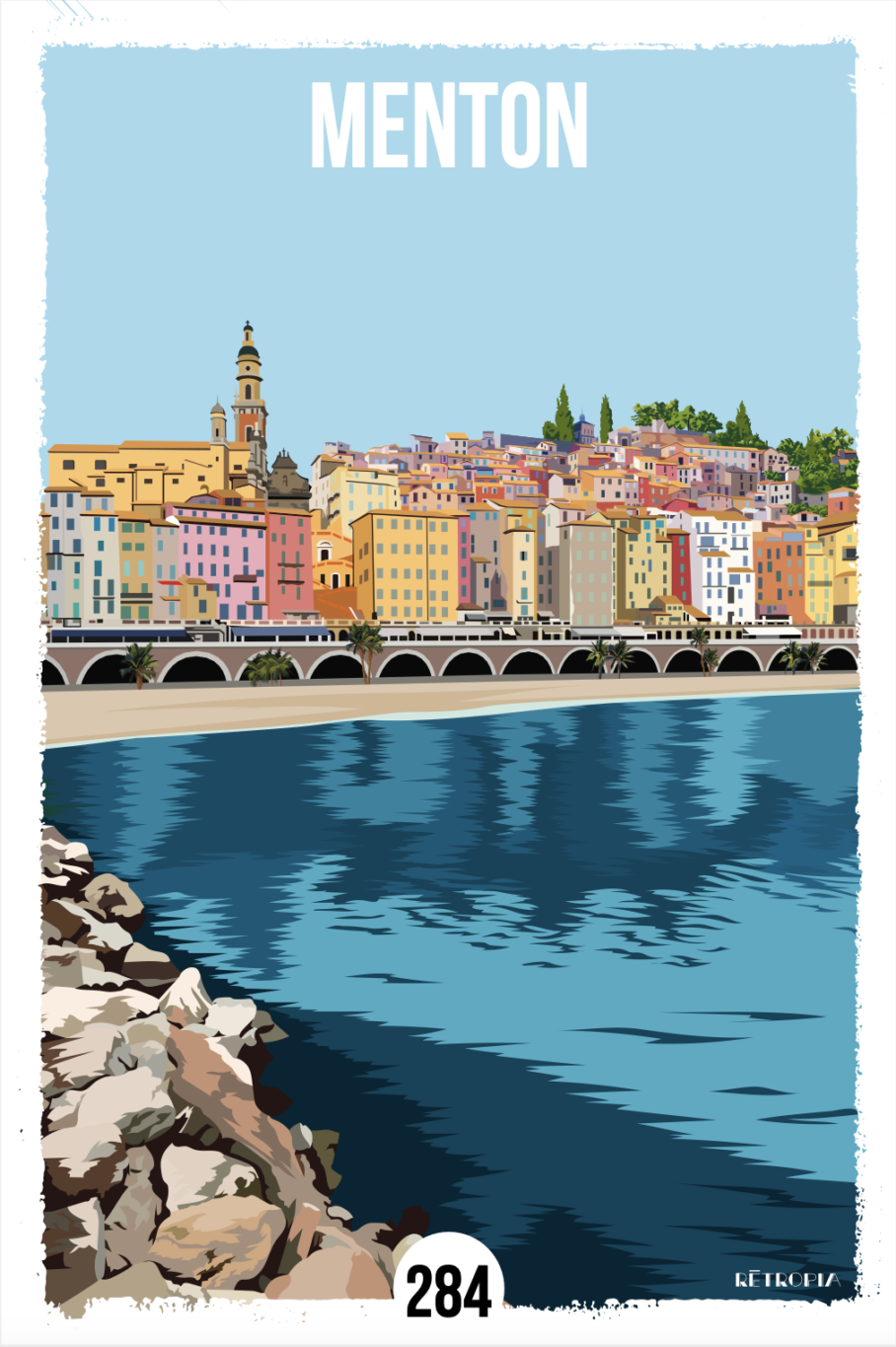 Front de mer de Menton - Affiche décorative Retropia